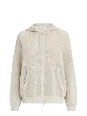 Brunello Cucinelli Cotton-blend Knitted Hoodie - Beige