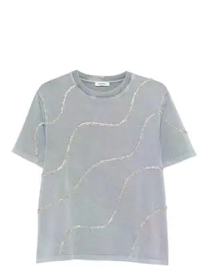 Sandro Crystal-embellished T-shirt - Grey