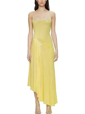 Christopher Esber Delphin Lace Rib Midi Dress - Yellow