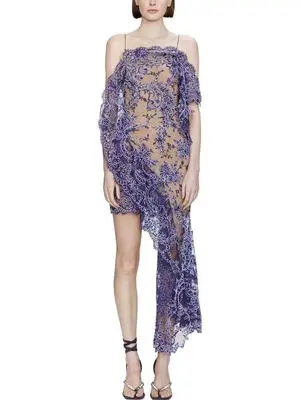 Christopher Esber Floating Lace Mini Dress - Purple