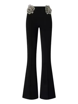 Pinko Floral-appliqué Flared Trousers - Black