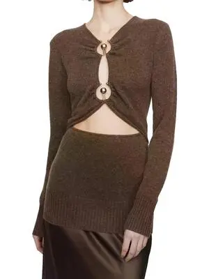 Christopher Esber Orbit Ruched Monument Cut-out Midi Dress - Brown