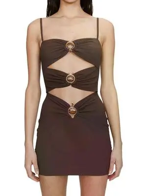 Christopher Esber Ruched Mini Dress - Brown