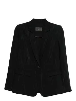 Emporio Armani Pinstripe Single-breasted Blazer - Black