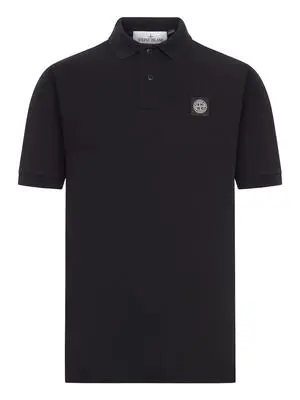 Stone Island Logo Cotton Polo Shirt - Blue