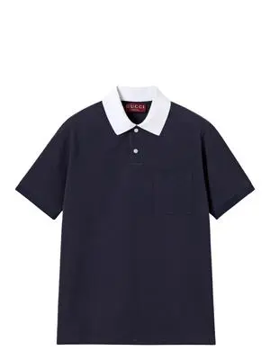 Gucci Stretch Cotton Pique Polo Shirt - Blue