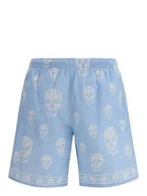Alexander McQueen Bermuda Shorts With Skull Print - Sky Blue