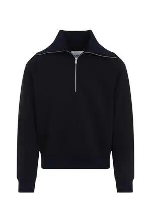 JIL SANDER Cotton Sweatshirt With Zip - Blue