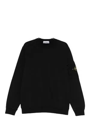 Stone Island Crew Neck Sweater With Logo - Black