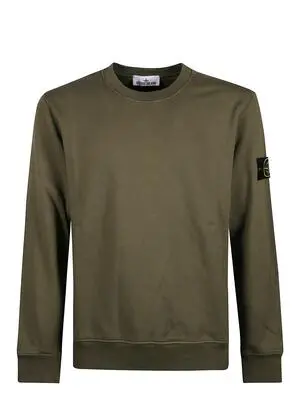 Stone Island Crew Neck Sweater With Logo - Green