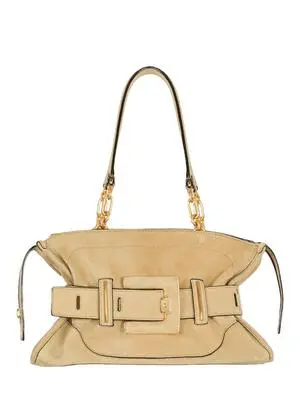 Balmain Shoulder Bag With Belted Detail - Beige