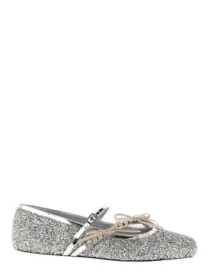 JIMMY CHOO Glitter Ballerina Flats - Silver