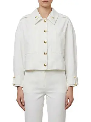 Elisabetta Franchi Cropped Jacket With Button Detail - White