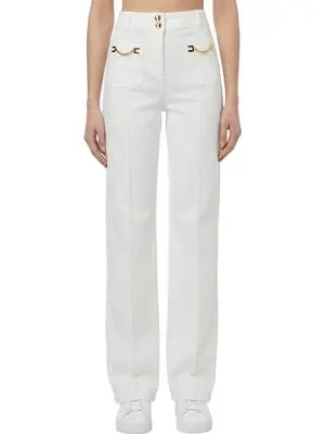 Elisabetta Franchi Straight Leg Jeans - White
