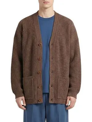 LEMAIRE Ribbed Buttoned Cardigan - Brown
