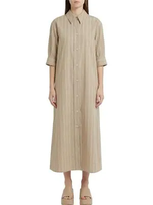JIL SANDER Striped Shirt Dress - Beige