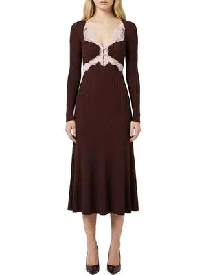 SELF-PORTRAIT Midi Dress - Brown