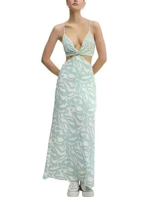 Abercrombie Floral Print Cut-out Maxi Dress - White