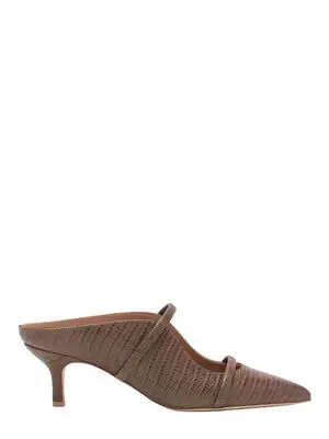 MALONE SOULIERS Maureen Embossed Kitten-heel Mules - Brown
