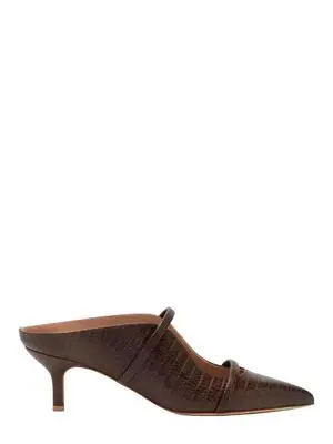 MALONE SOULIERS Maureen Embossed-leather Mules - Brown