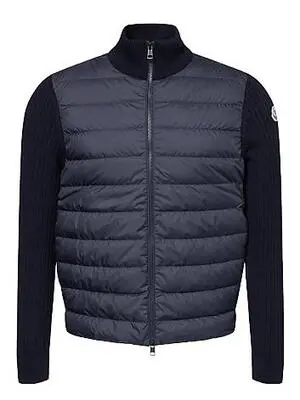Moncler Shell-down Cardigan With Contrast Knit - Blue