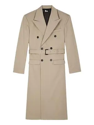 The Kooples Double-breasted Belted Cotton Trench Coat - Sand