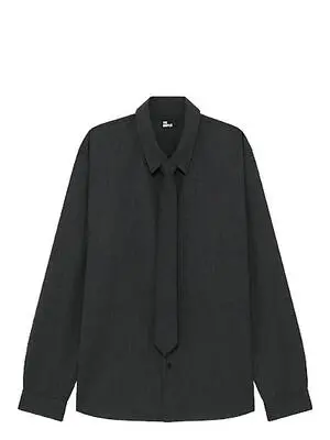 The Kooples Tie-embroidered Wool-blend Shirt - Anthracite
