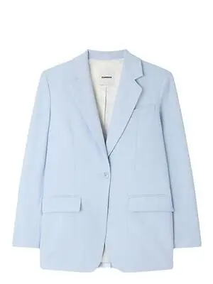 Sandro Woven Blazer With Sequin Stripes - Sky Blue