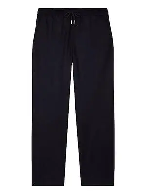 The Kooples Wide-leg Wool-blend Trousers - Navy