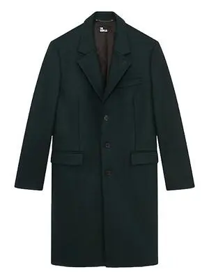 The Kooples Single-breasted Long Wool-blend Coat - Bottle Green
