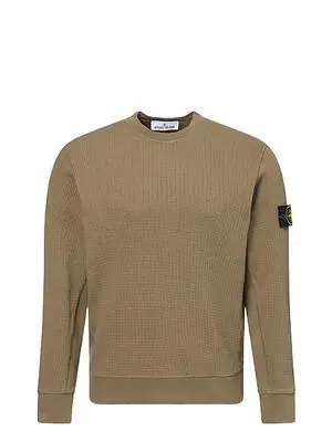 Stone Island Waffle Crewneck Cotton-jersey Sweatshirt - Military Green