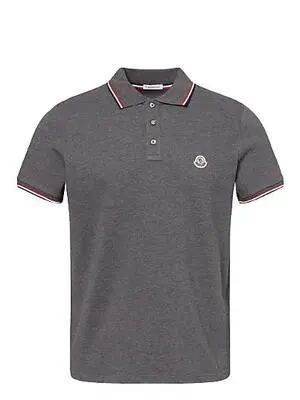 Moncler Brand-patch Short-sleeves Cotton-piqué Polo Shirt - Dark Grey