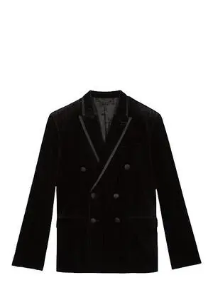 The Kooples Double-breasted Velvet Suit Jacket - Black