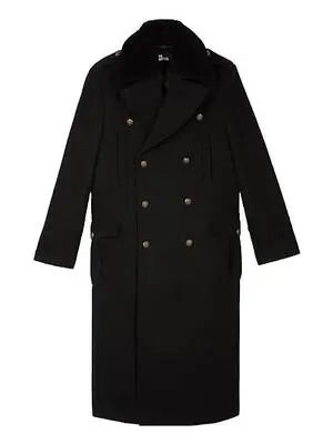The Kooples Double-breasted Long Wool-blend Coat - Black