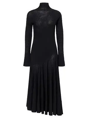 Alaïa Twisted High-neck Wool-blend Midi Dress - Noir Alaia