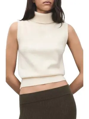 Mango Sleeveless Turtleneck Sweater - Light Beige