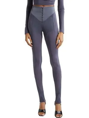 JEAN PAUL GAULTIER Jersey & Rib Stirrup Leggings - Petrol