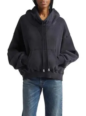 R13 Cotton-blend Crop Hoodie - Black