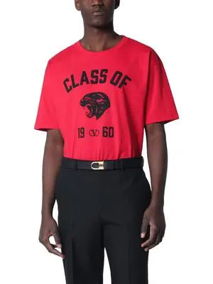 Valentino Garavani T-shirt With Panther Print - Red
