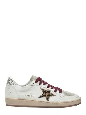 GOLDEN GOOSE Ball Star Leopard-print Pony Hair Sneakers - White