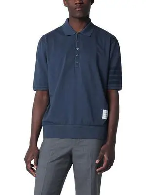 Thom Browne Navy Cotton Polo Shirt - Blue
