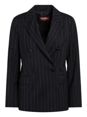 Max Mara Pinstripe Virgin Wool Jacket - Blue
