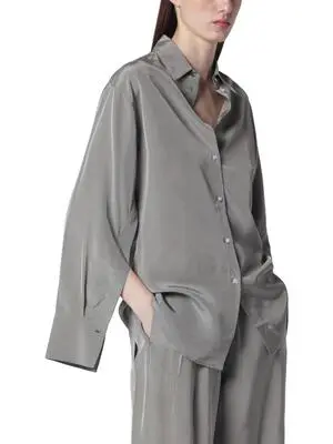 RÓHE Striped Oversized Shirt Grey