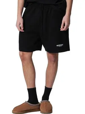 REPRESENT Cotton Shorts With Logo - Black