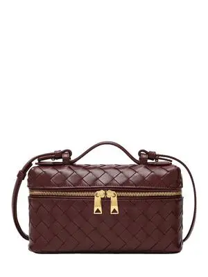 Bottega Veneta Intrecciato Leather Vanity Case - Burgundy