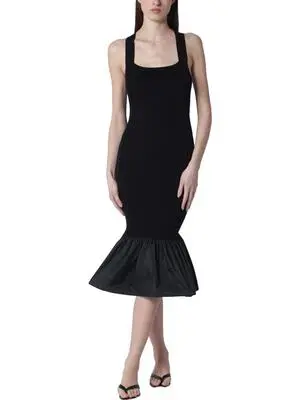 Patou Dress With Faille Ruffle Hem - Black