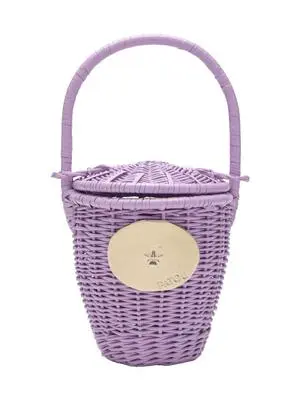 Patou Wicker Bucket Bag - Purple