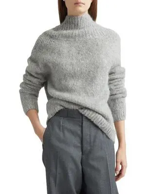 EMILY DAWN LONG Sonko Reversible Suri Alpaca & Merino Wool-blend Sweater - Heather Grey