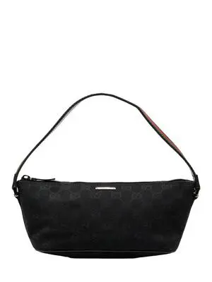 Gucci 2000-2015 Gg Canvas Web Boat Shoulder Bag - Black