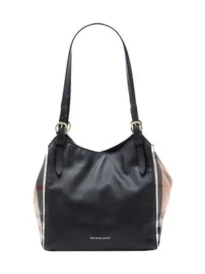 Burberry Leather And House Check Canterbury Tote Bag - Brown